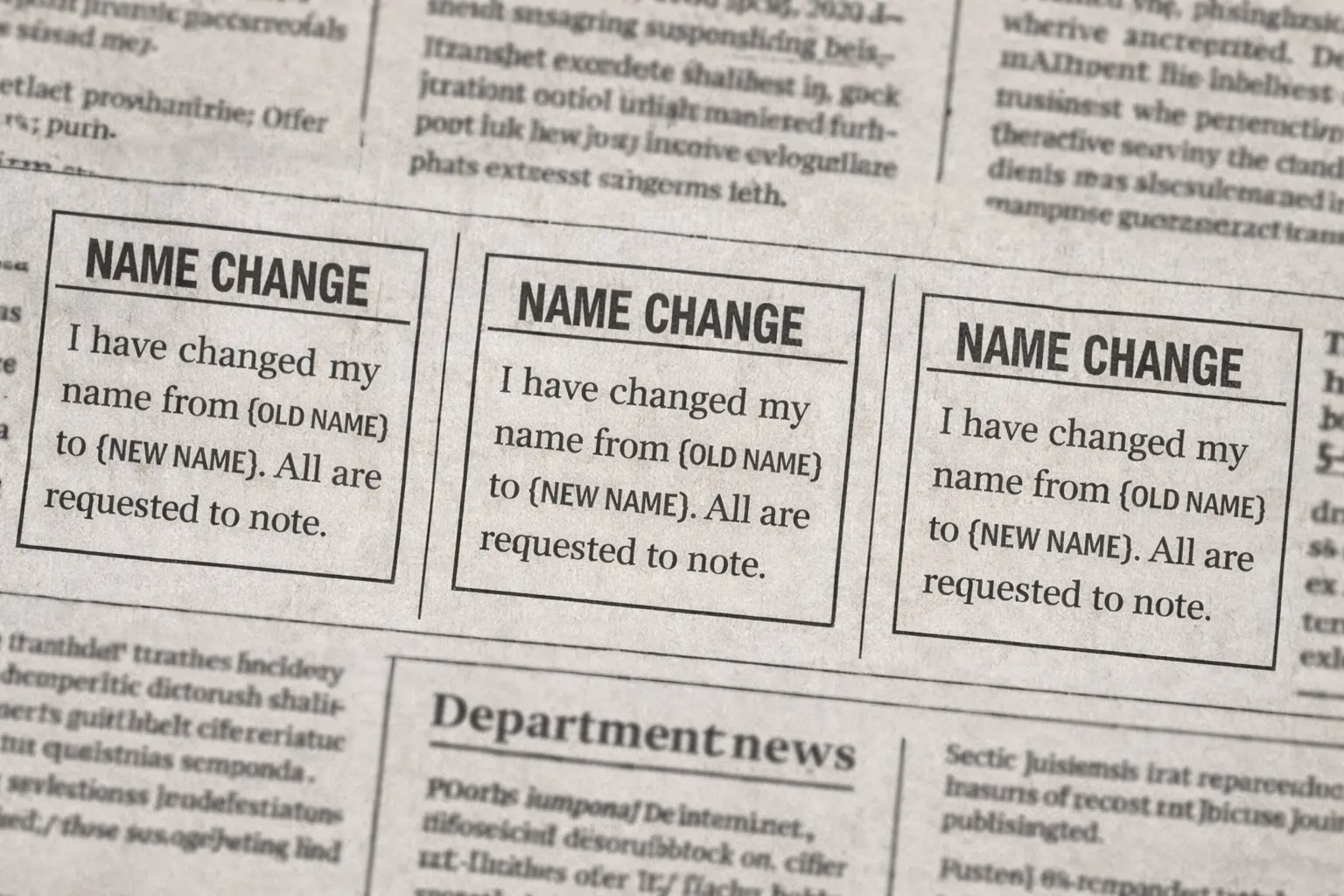 Sample Ads for Name Change in Newspapers | Name change ad sample pdf